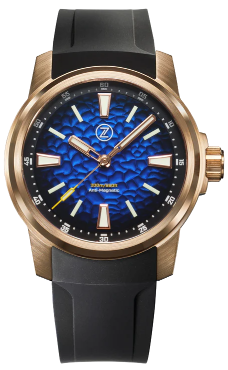 Zelos Aurora Field 38mm Bronze Hammered Blue SeriousWatches Zelos Aurora Field 38mm Bronze Hammered Blue SeriousWatches